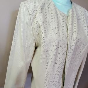 Ashro | Jackets & Coats | Vintage Soft White Leather Perforated Dress ...
